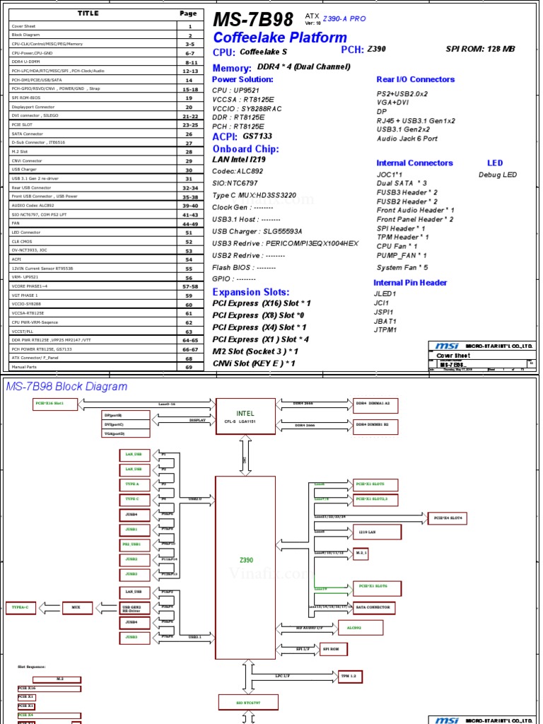 MSI MS-7B98 Rev 1.0 | PDF | Usb | Computing