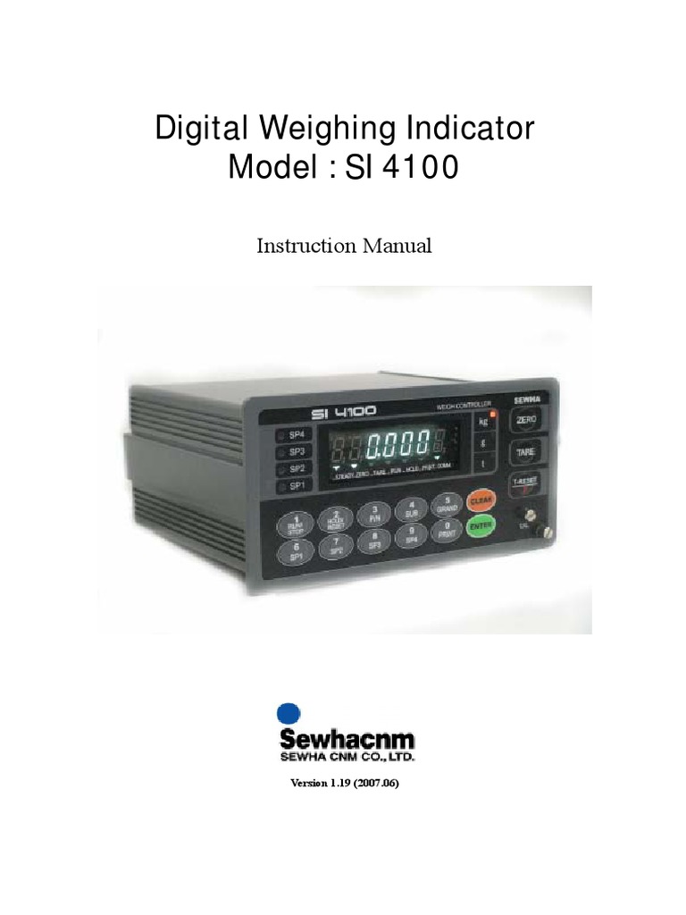 Digital Weighing Indicator Model: SI 4100: Instruction Manual | PDF | Analog To Digital ...