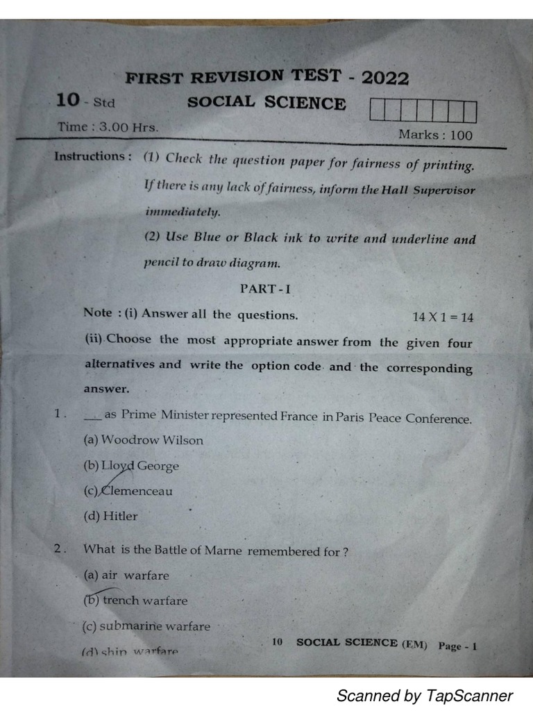 10th Social Question Paper | PDF