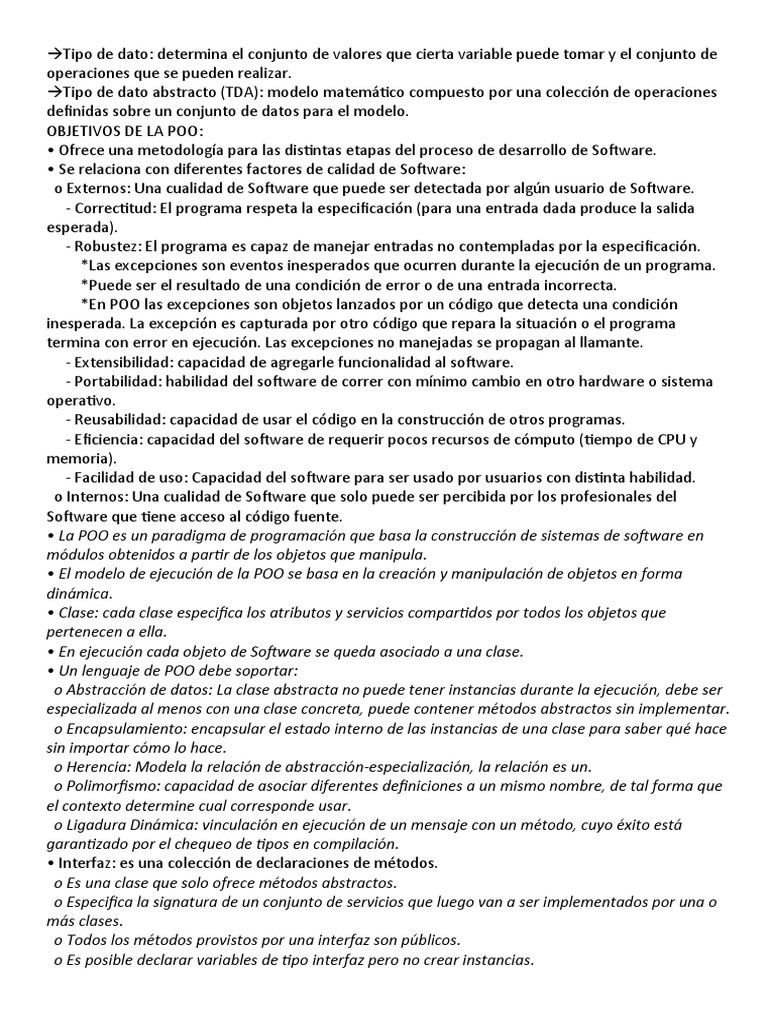 Resumen de Estructuras de Datos | PDF | Objeto (informática) | Software Resumen de Estructuras de Datos | PDF | Objeto (informática) | Software