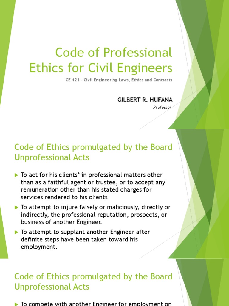 Lecture 02 - Code of Professional Ethics For CE | PDF | Engineer ...