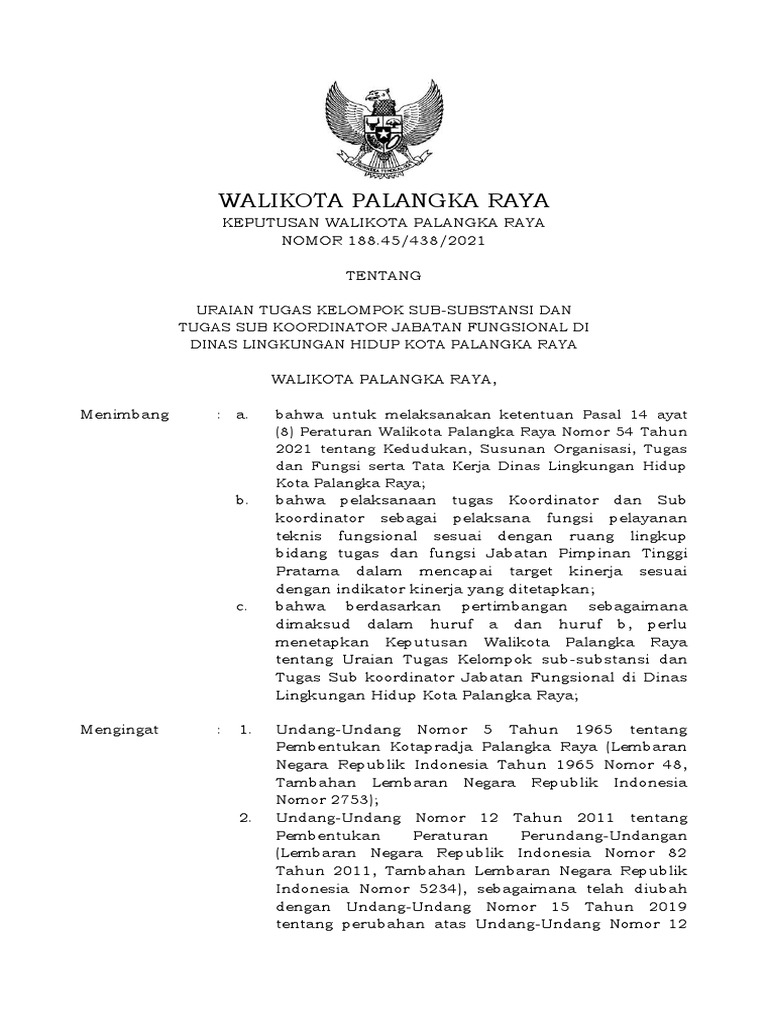 SK Walikota Sub Koordinator DLH Pso 2021 | PDF