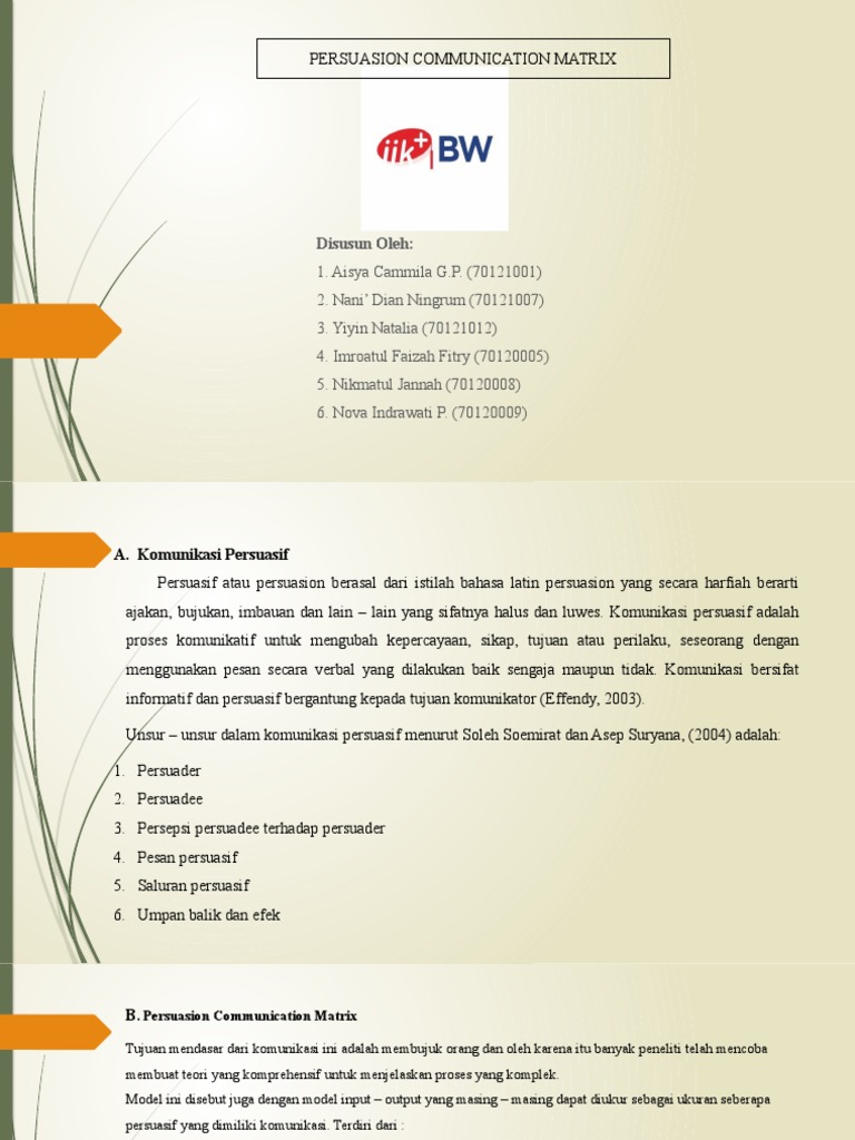 Persuasion Communication Matrix New | PDF