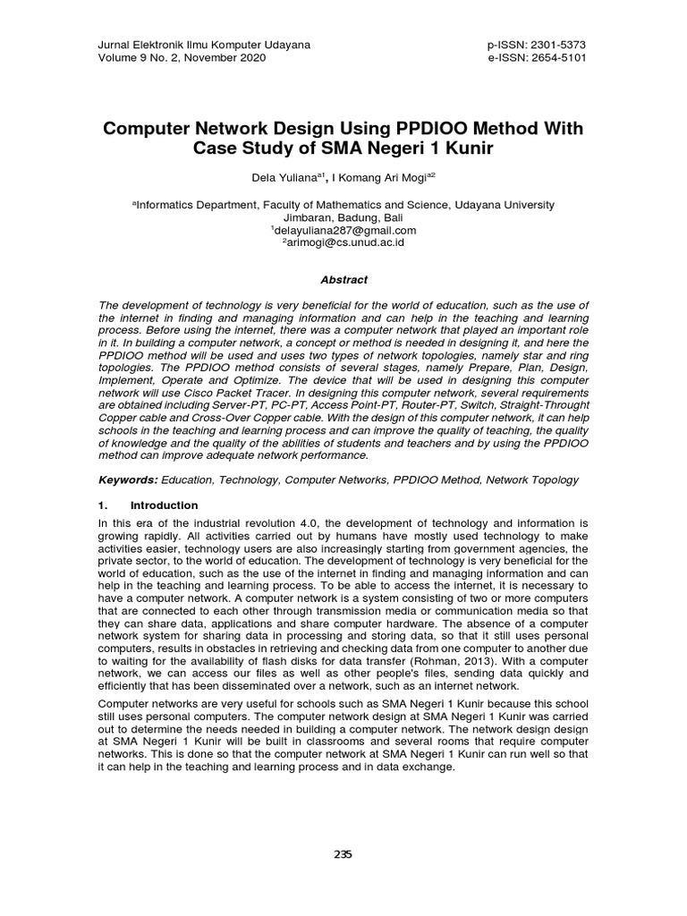 Computer Network Design Using PPDIOO Method With Case Study of SMA ...