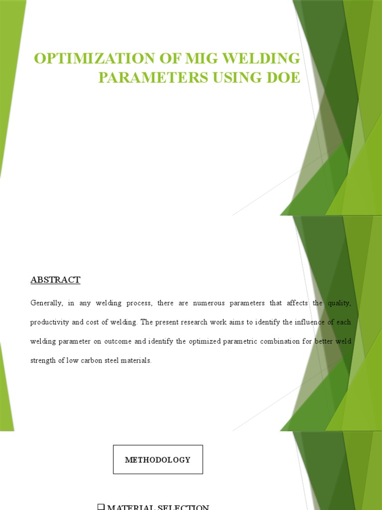 Optimization of Mig Welding Parameters Using Doe | PDF | Construction | Welding