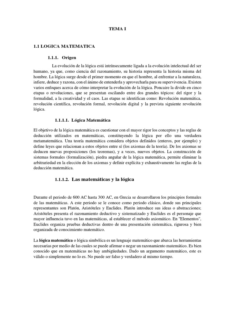 TEMA I.1 - Logica Matematica | PDF | Lógica matemática | Proposición