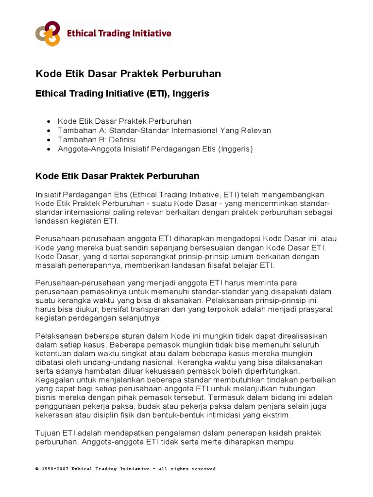 ETI Base STandard | PDF | Bisnis