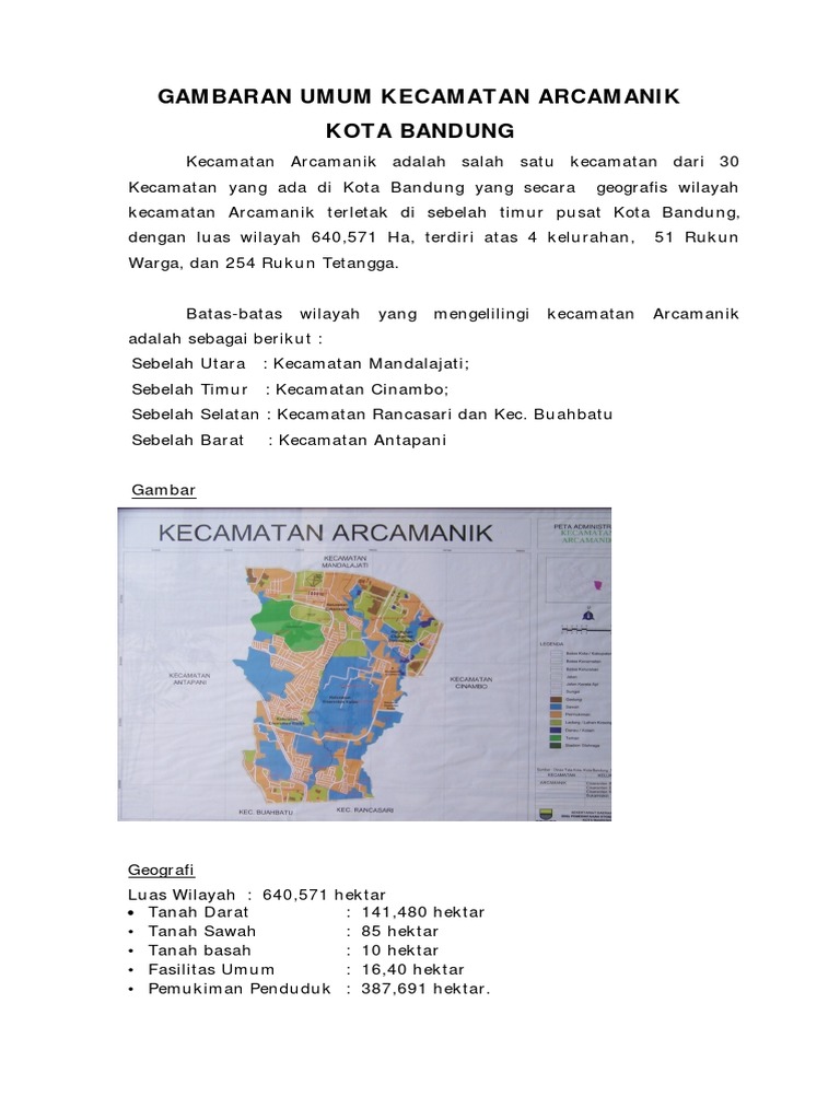 Gambaran Umum Kecamatan Arcamanik | PDF