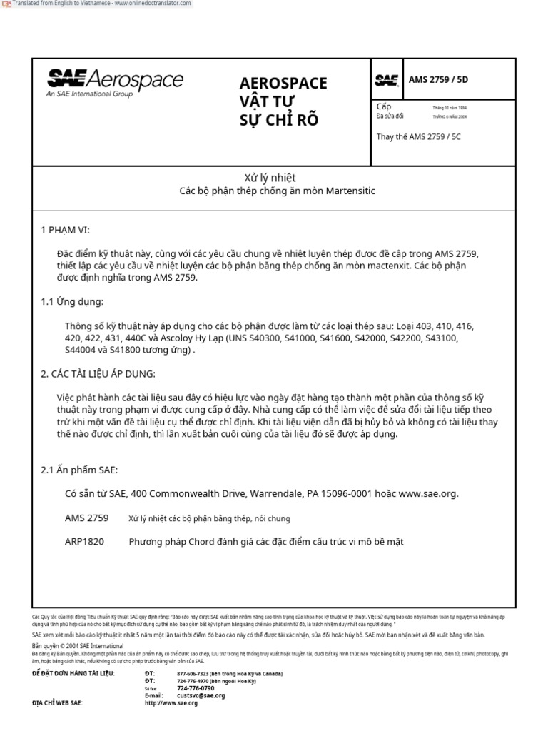 AMS 2759 5D Heat Treatment Martensitic Corrosion-Resistant Steel Parts ...