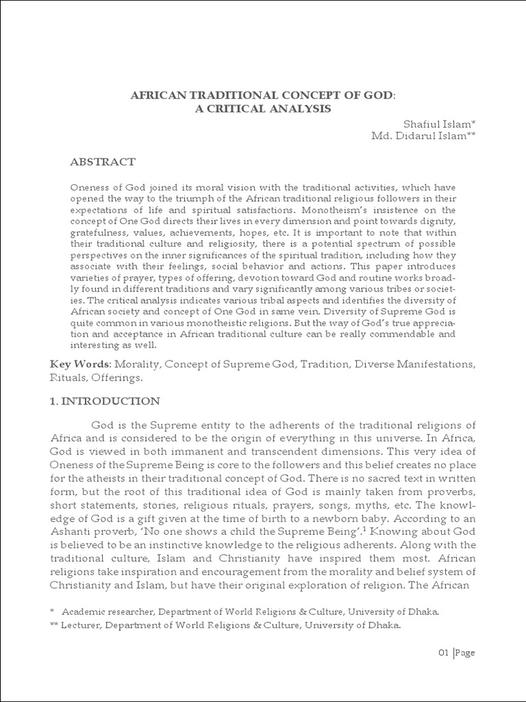 African Traditional Concept of God | PDF | Monotheism | God