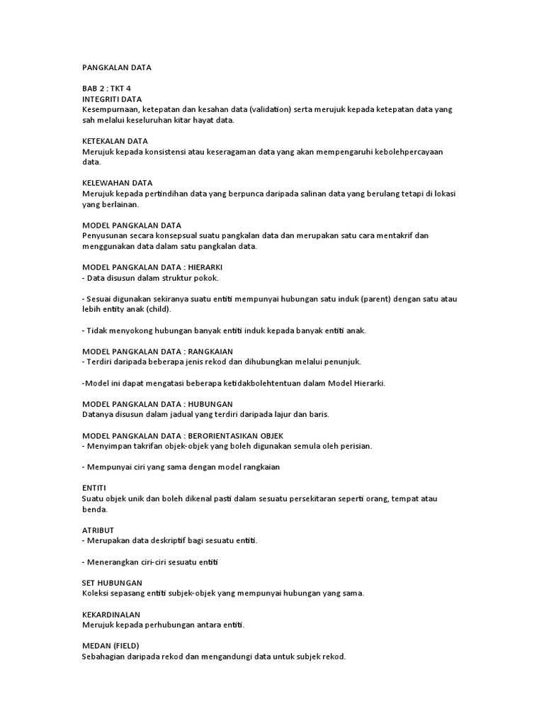 Nota Ringkas - Pangkalan Data | PDF