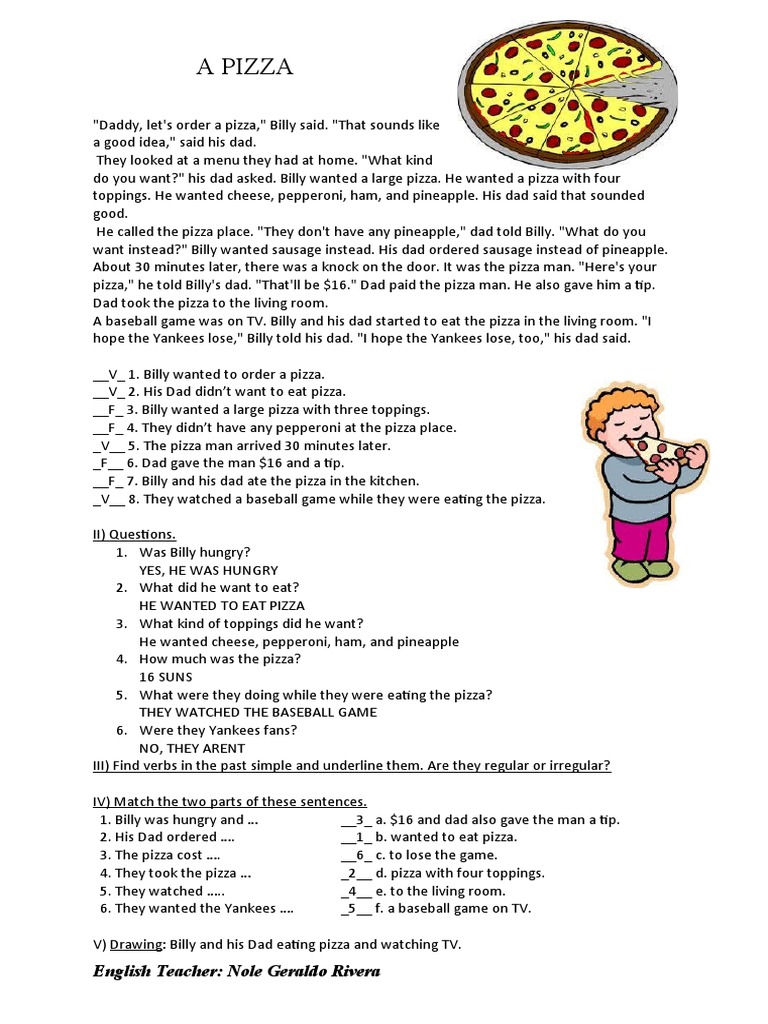 A Pizza: English Teacher: Nole Geraldo Rivera | PDF | Pizza