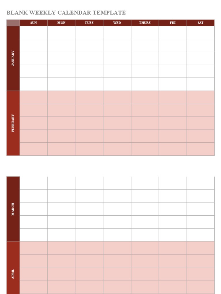 Blank Weekly Calendar Template: SUN MON Tues WED Thurs FRI SAT | PDF