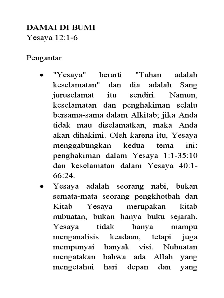Khotbah Yesaya 12 | PDF | Agama & Spiritualitas