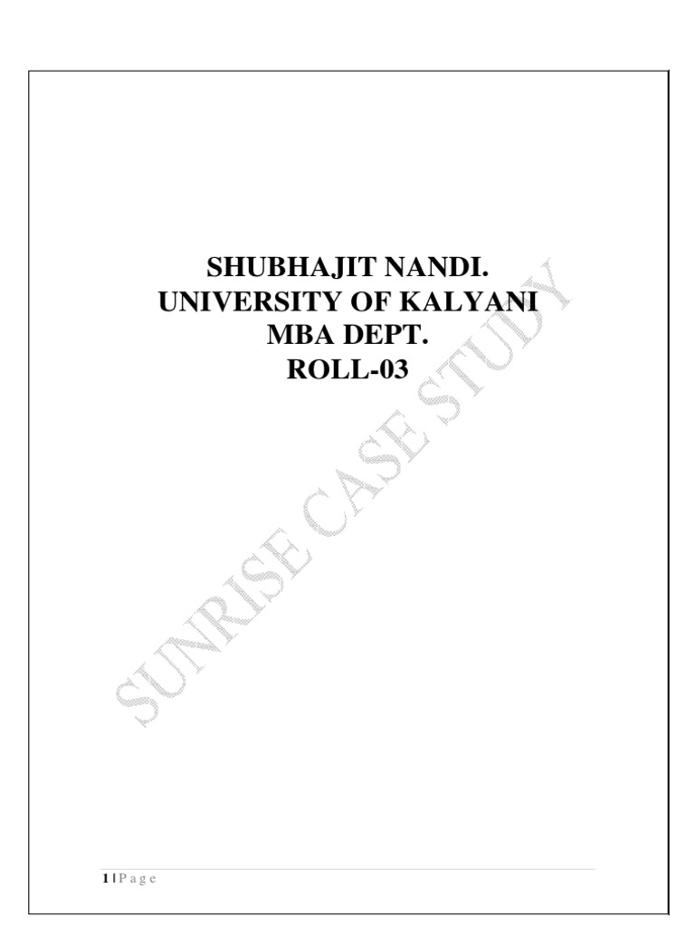 Sunrise Case Study Analysis | PDF | Sales | Business Economics