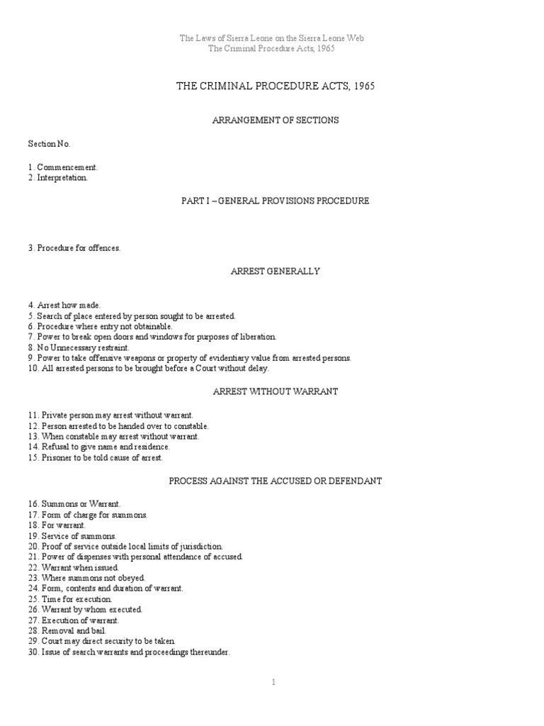 The Criminal Procedure Acts of 1965: An Overview of Sierra Leone's Code ...
