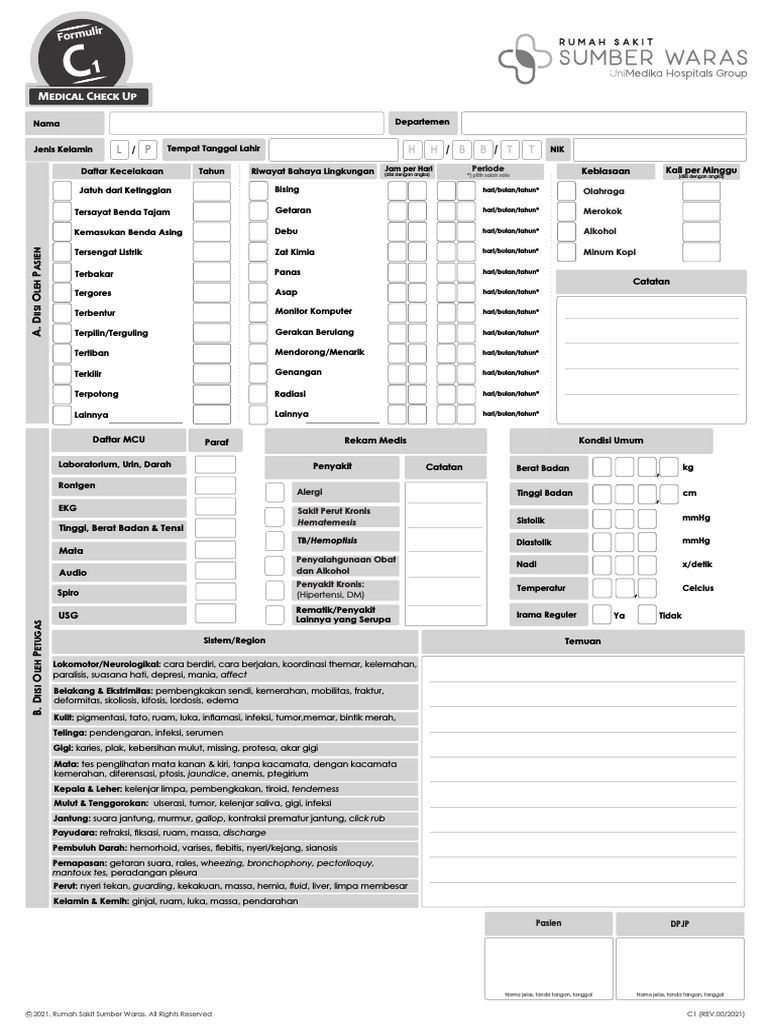 Formulir Medical Check Up C1 | PDF