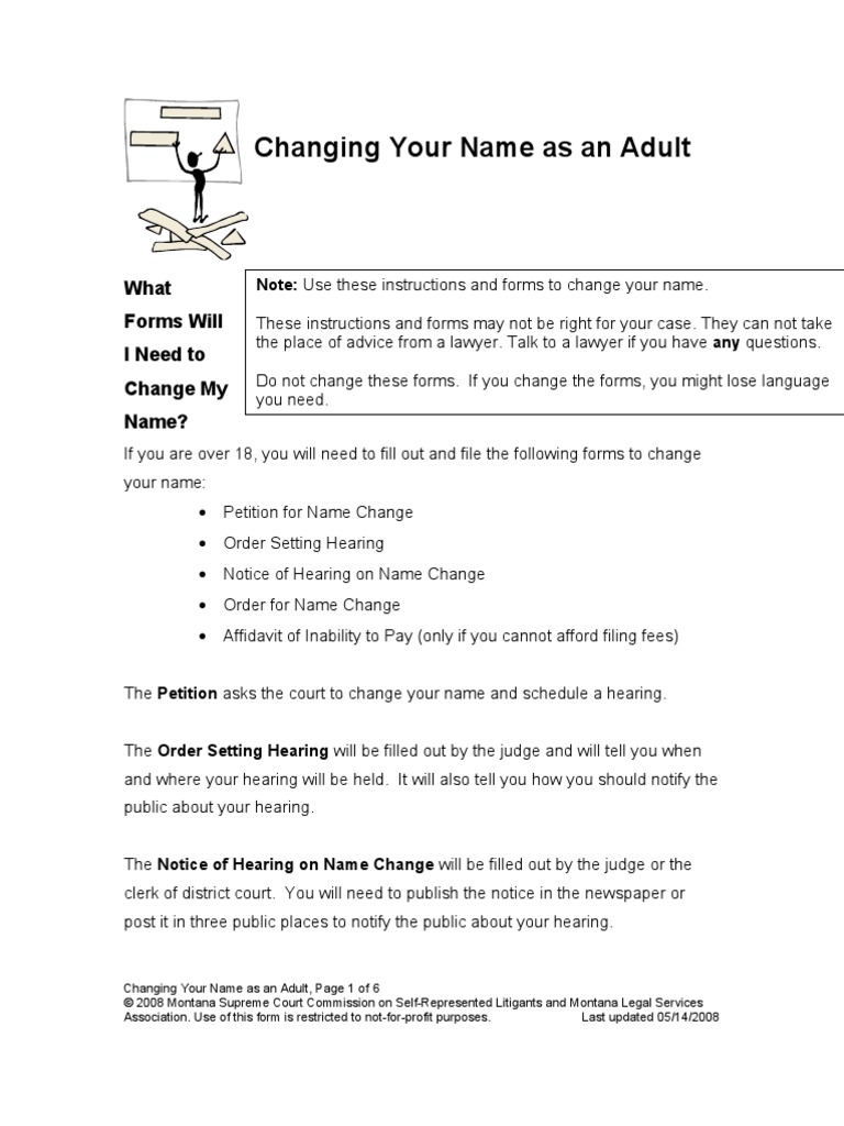 Name Change Packet (Adult) | PDF | Pro Se Legal Representation In The ...