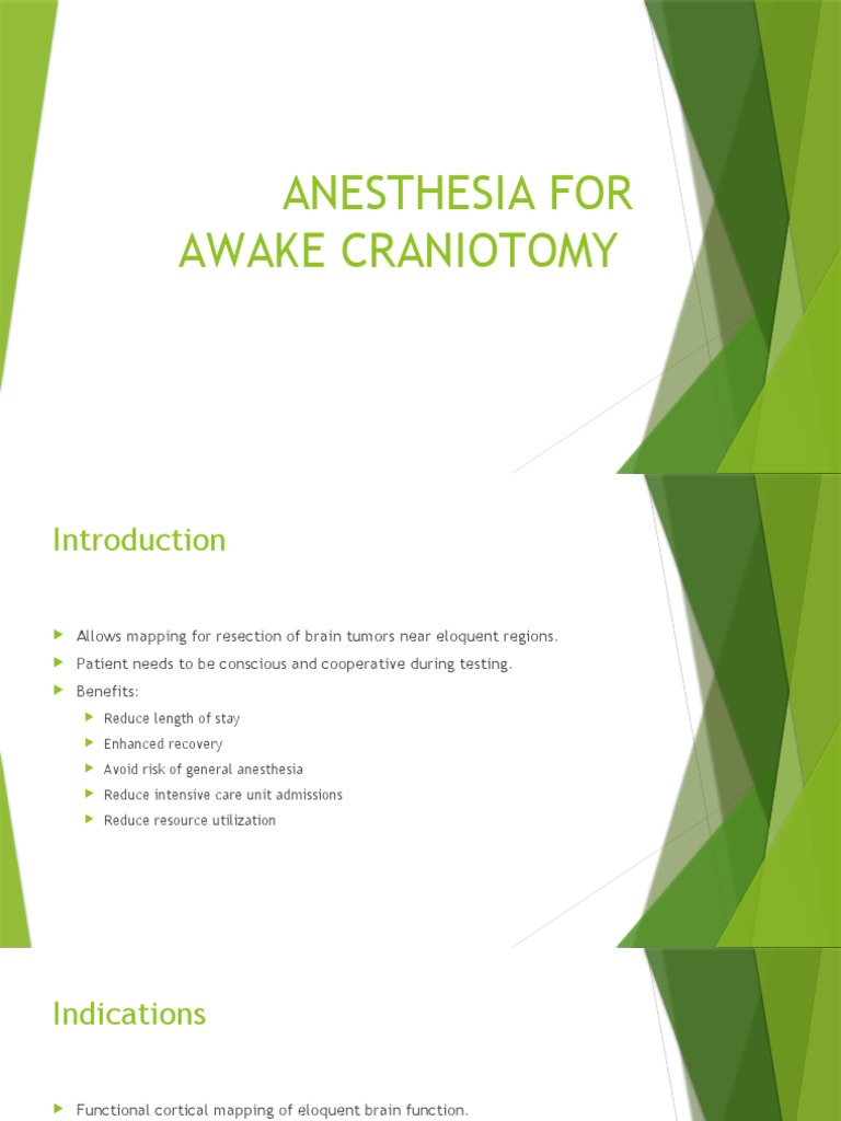 Anesthesia For Awake Craniotomy | PDF | Anesthesia | Physiology