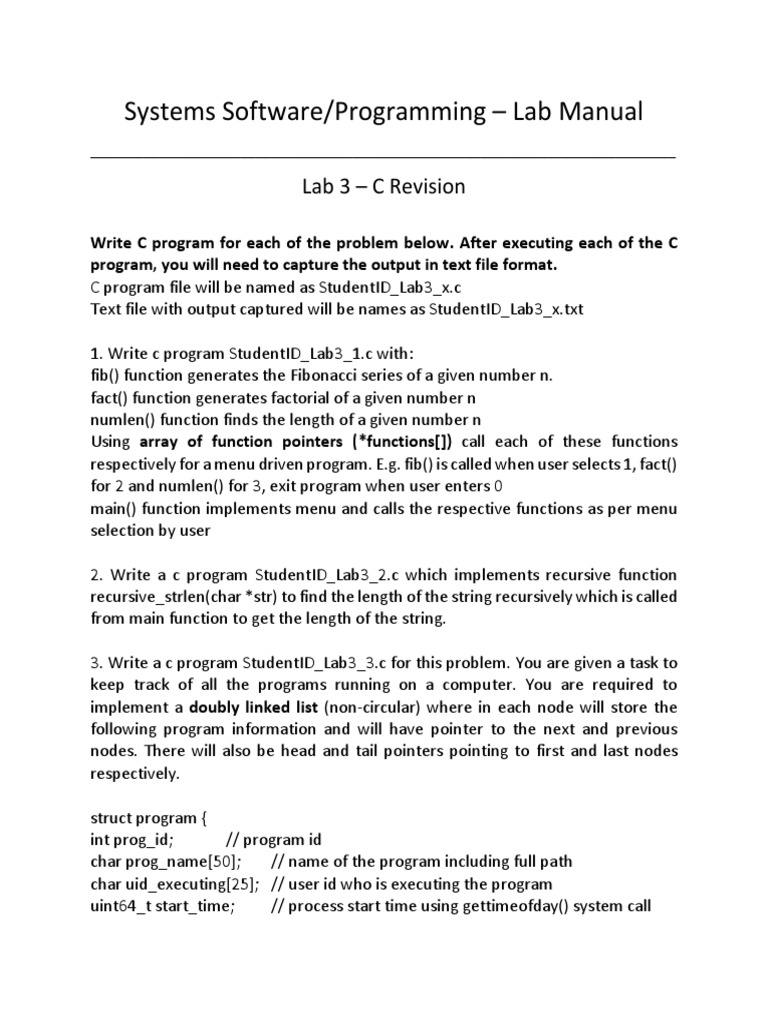 Systems Softwareprogramming Lab Manual Pdf Subroutine Pointer Computer Programming