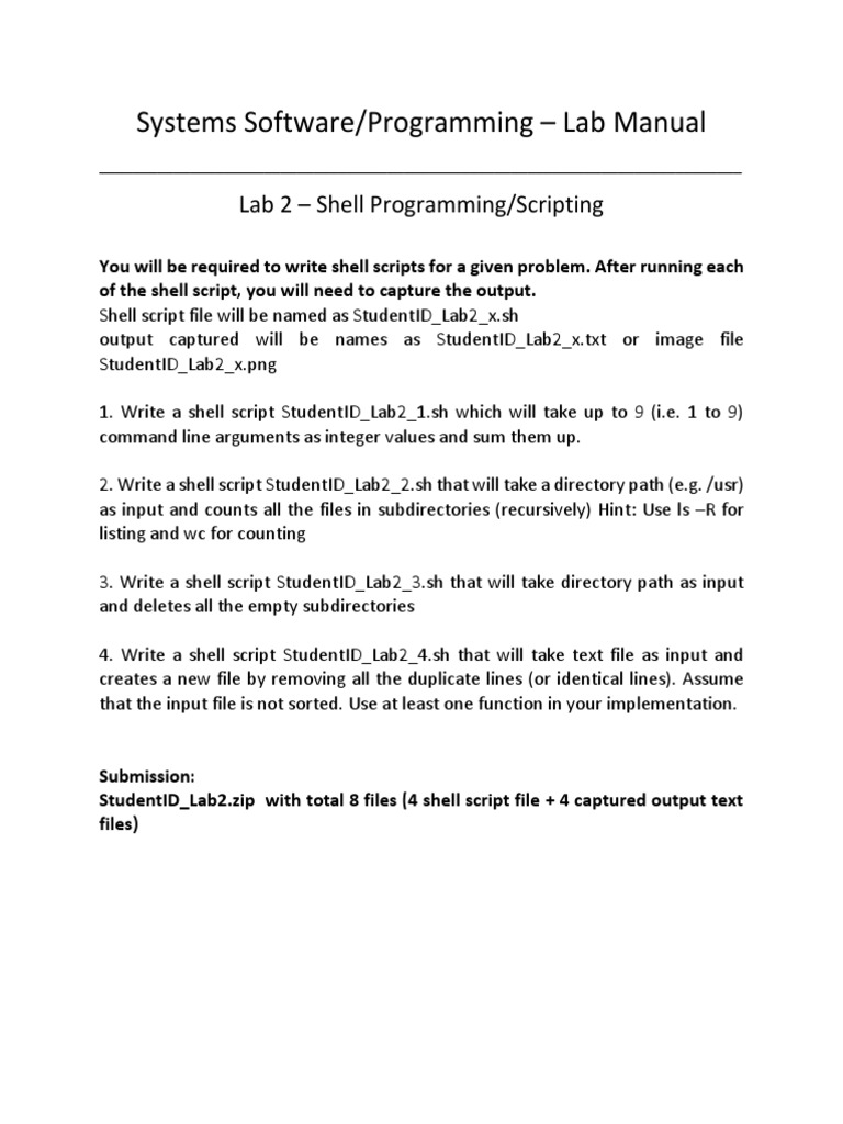 Systems Software/Programming - Lab Manual | PDF