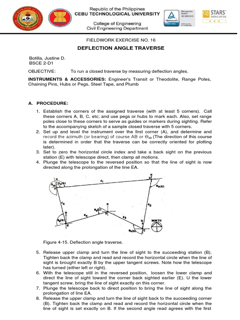 Deflection Angle Traverse | PDF | Angle | Minute And Second Of Arc