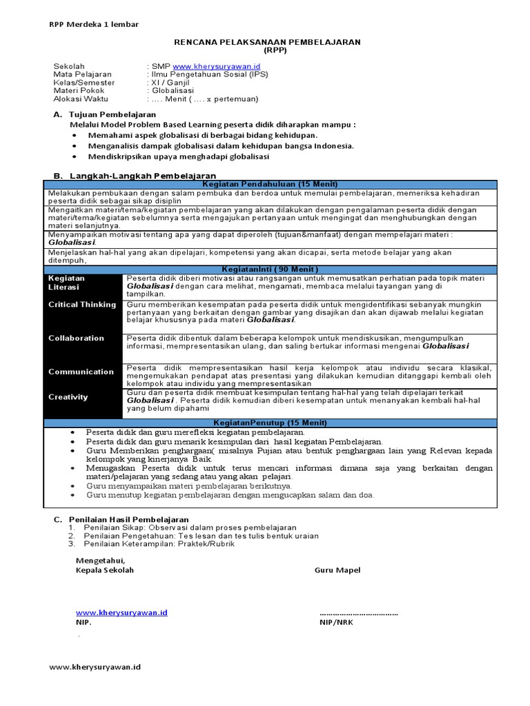 6 RPP IPS KELAS 9 SEM.1 - WWW - Kherysuryawan.id | PDF | Karier & Perkembangan