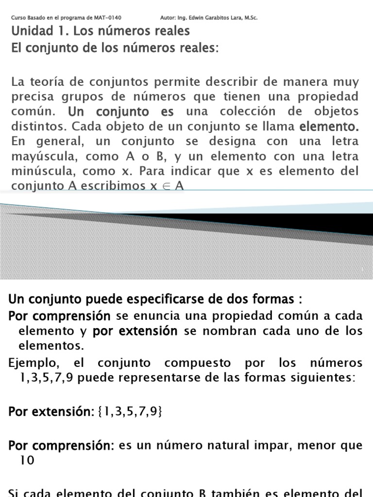 Unidad 1. MAT 0140 | PDF | Intervalo (Matemáticas) | Conjunto (Matemáticas)