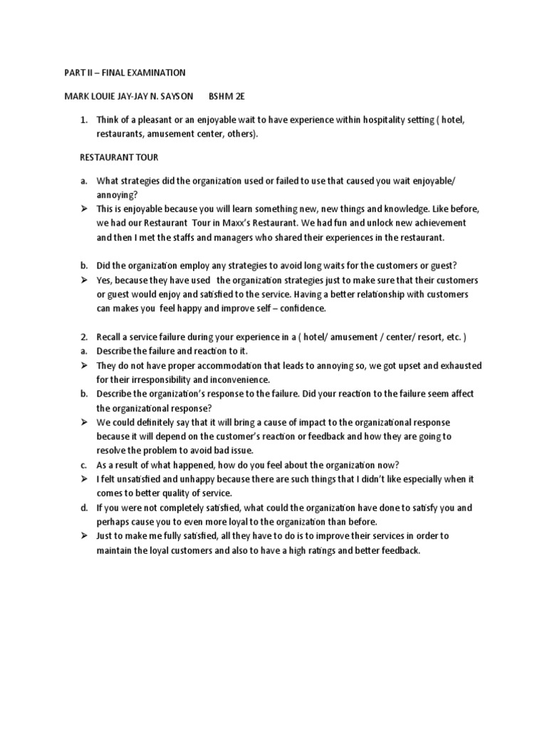 Part II. Final Examination | PDF