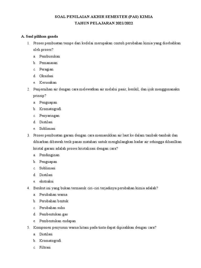 Soal Pas Ganjil Kelas X | PDF