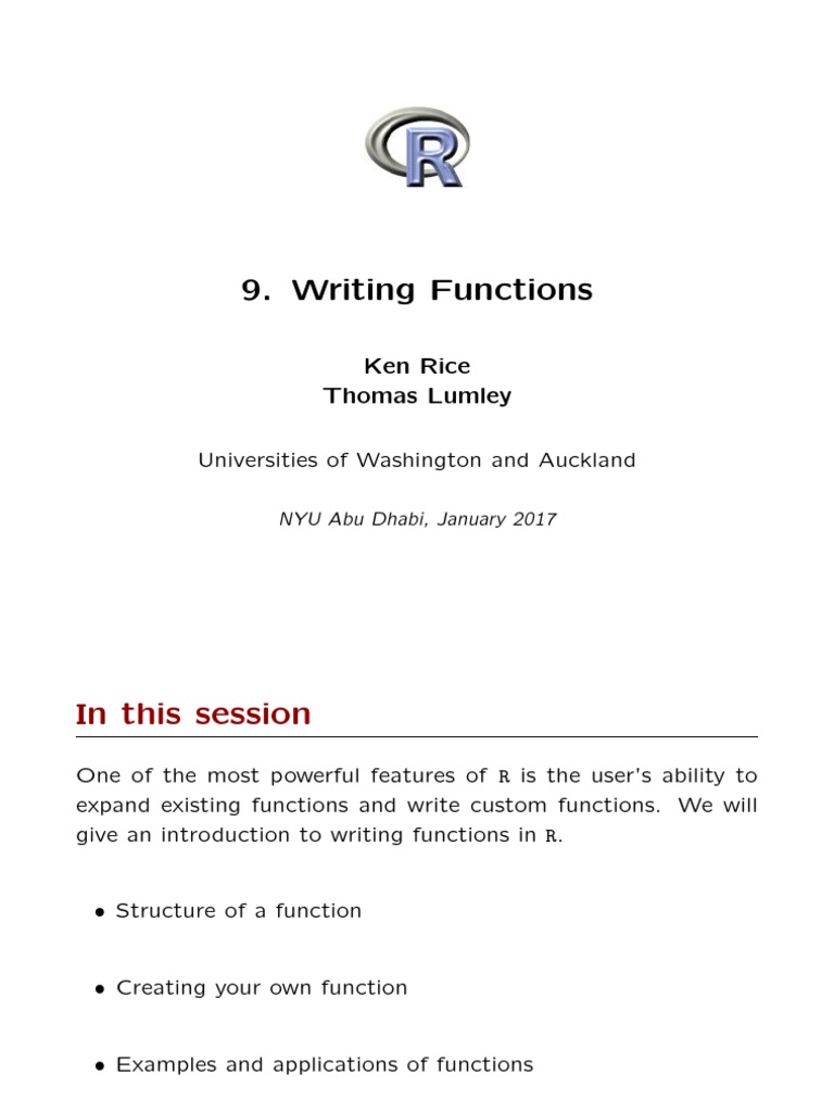 02 Functions In R Pdf Subroutine Parameter Computer Programming