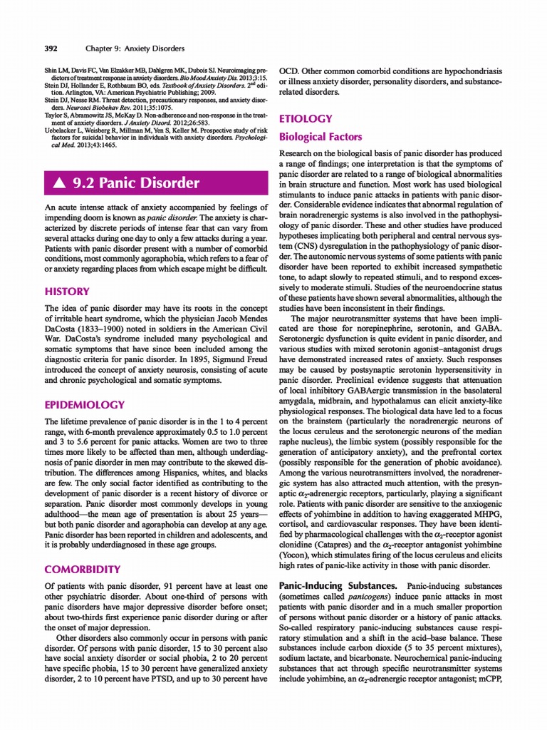 9.2 Panic Disorder: Etiology Biological Factors | PDF | Panic Attack ...