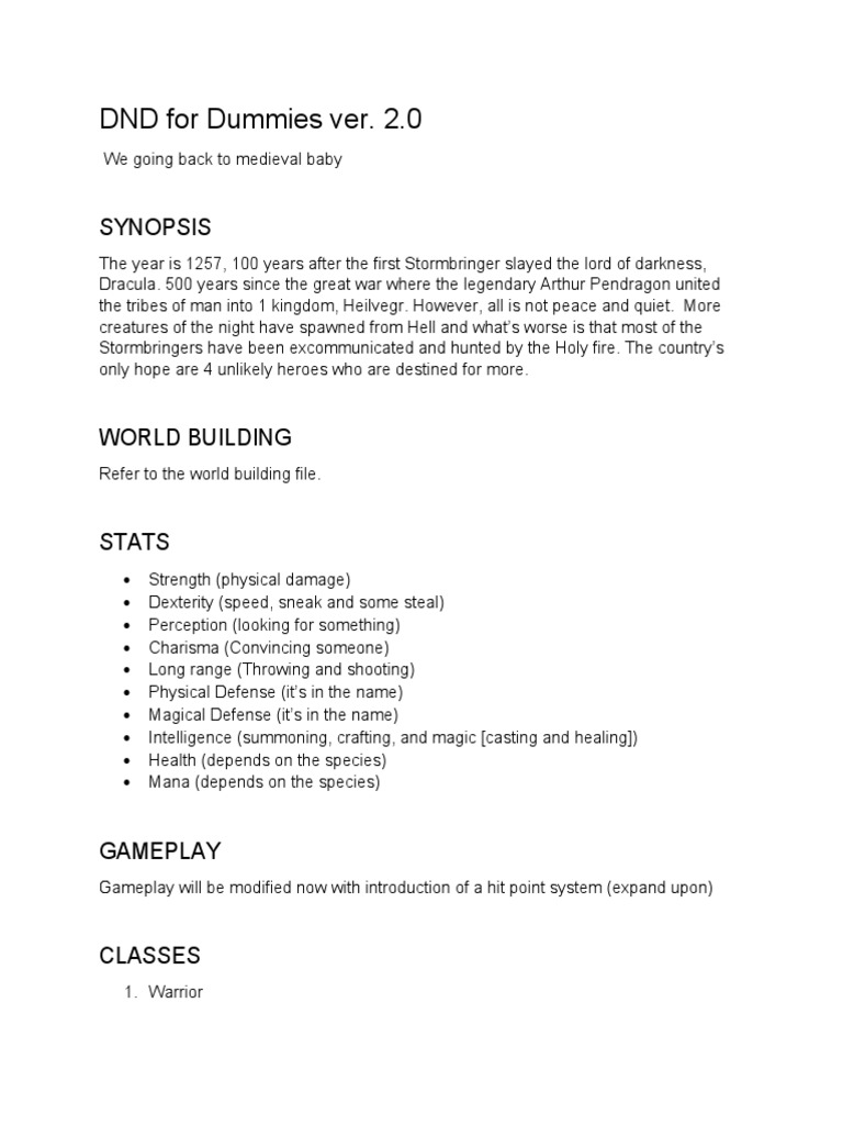DND For Dummies Ver. 2.0: Synopsis | PDF | Magician (Fantasy) | Role ...
