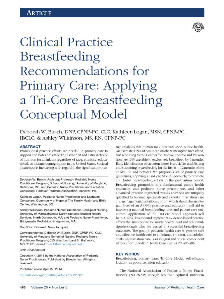 Clinical Practice Breastfeeding Recommendations For Primary Care: Applying A Tri-Core ...
