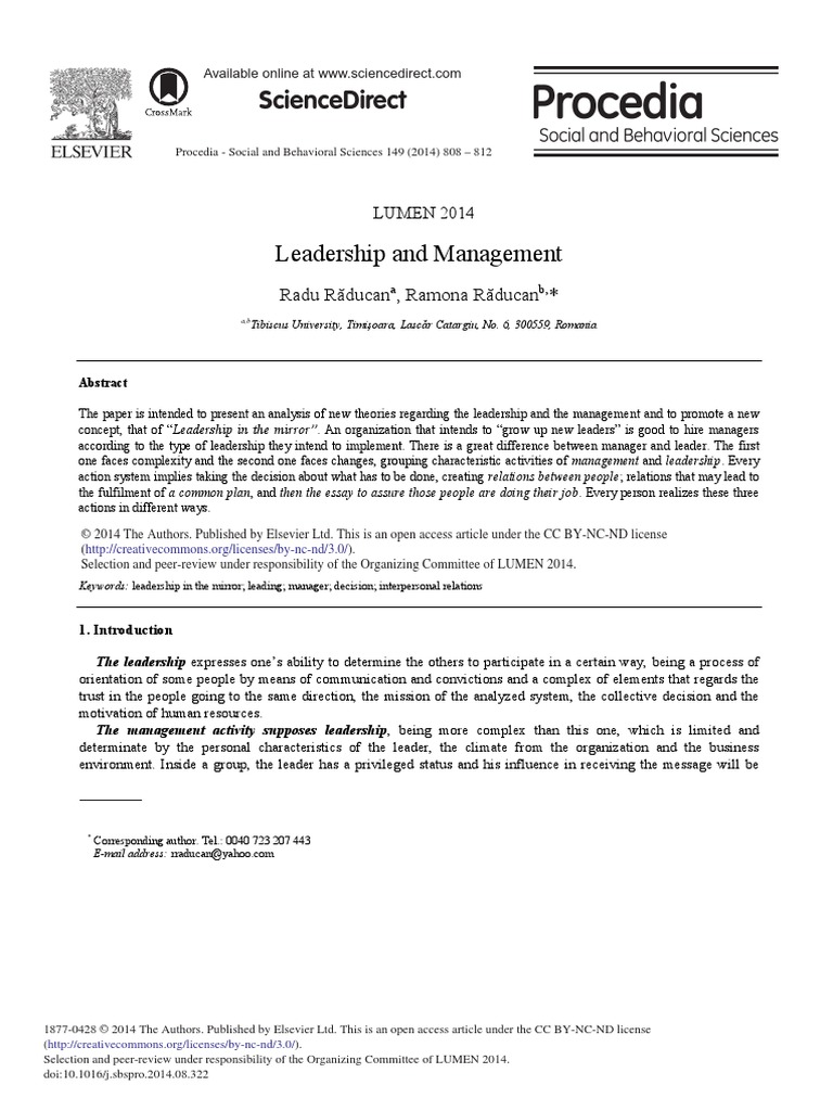 Sciencedirect: Leadership and Management | PDF | Leadership | Power ...