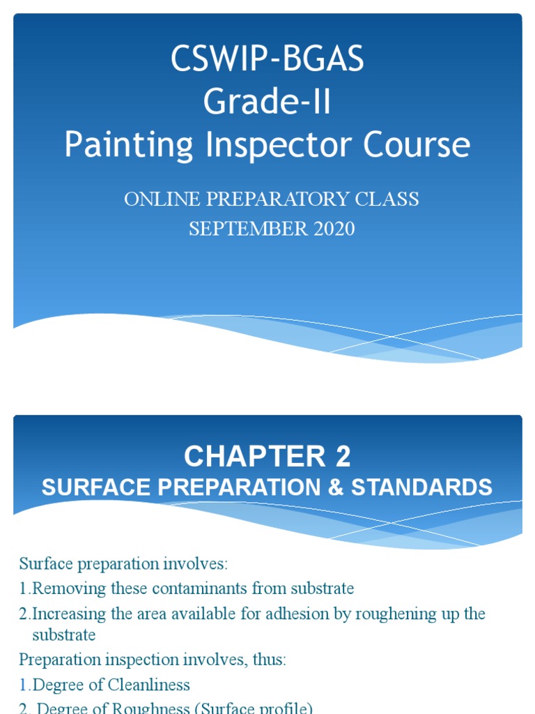 Cswip-Bgas Grade-II Painting Inspector Course: Online Preparatory Class September 2020 | PDF ...