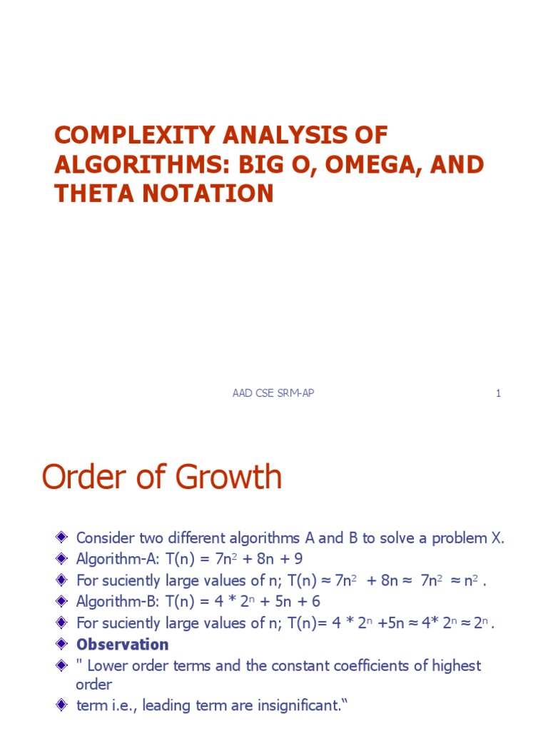 1.3 Complexity Analysis of Algorithms - Big O, Omega, and Theta ...