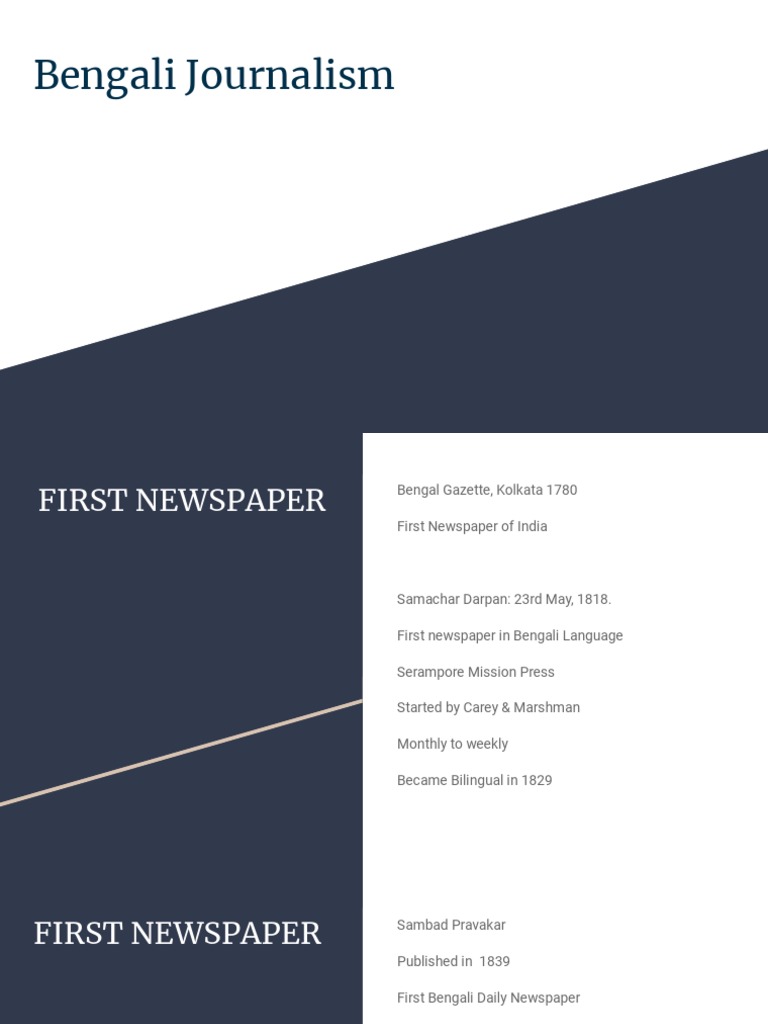 Bengali Journalism: First Newspapers and Their Contributions | PDF
