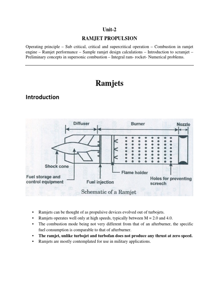 Ramjets: Unit-2 Ramjet Propulsion | PDF | Jet Engine | Rocket Engine