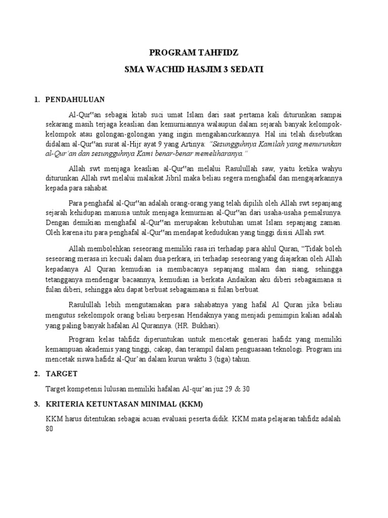 Program Tahfidz | PDF