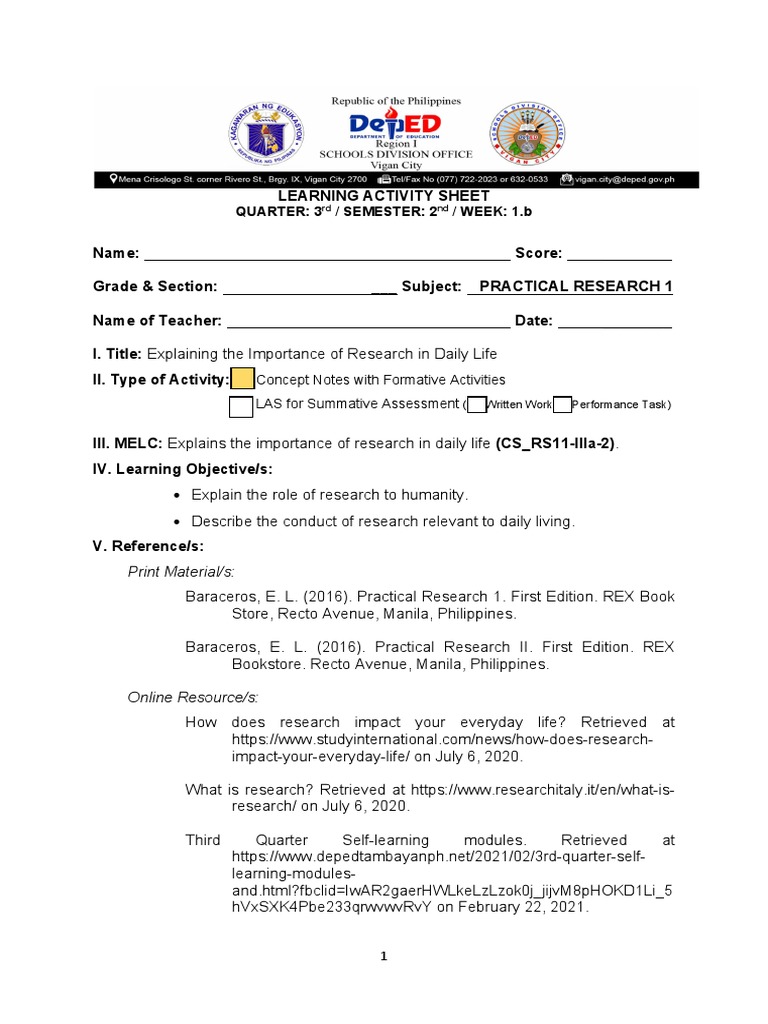 Las Pr1 11 Melc 2 Week 1b | PDF | Thought | Cognition