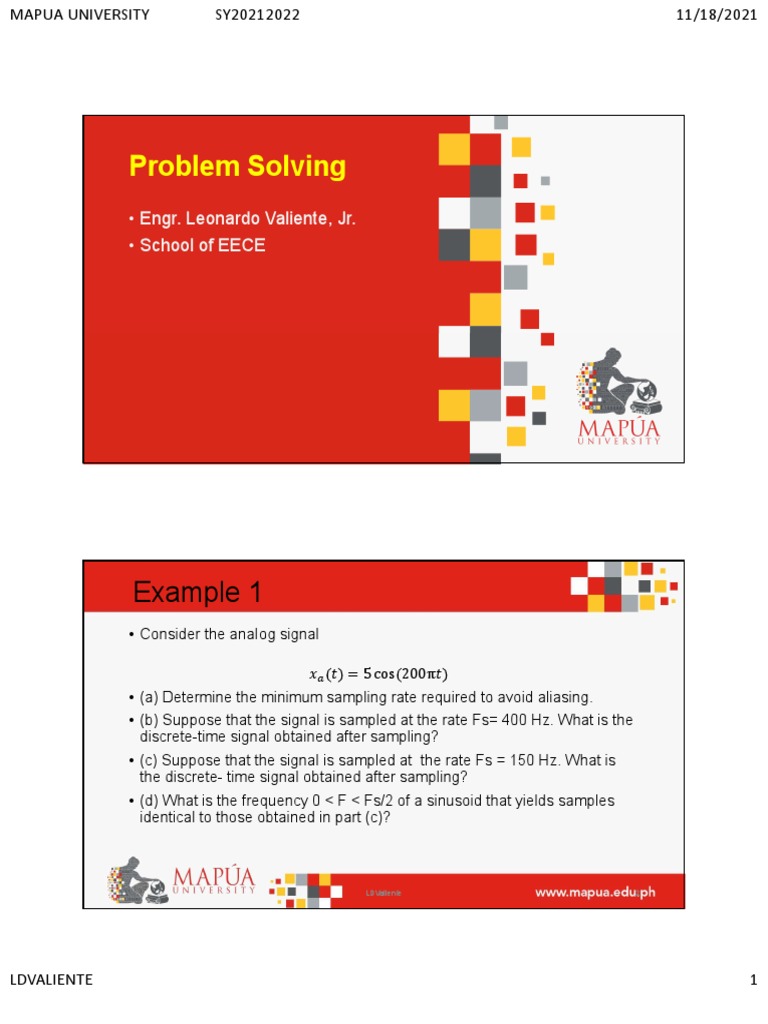 Problem Solving: Example 1 | PDF | Sampling (Signal Processing) | Information Age