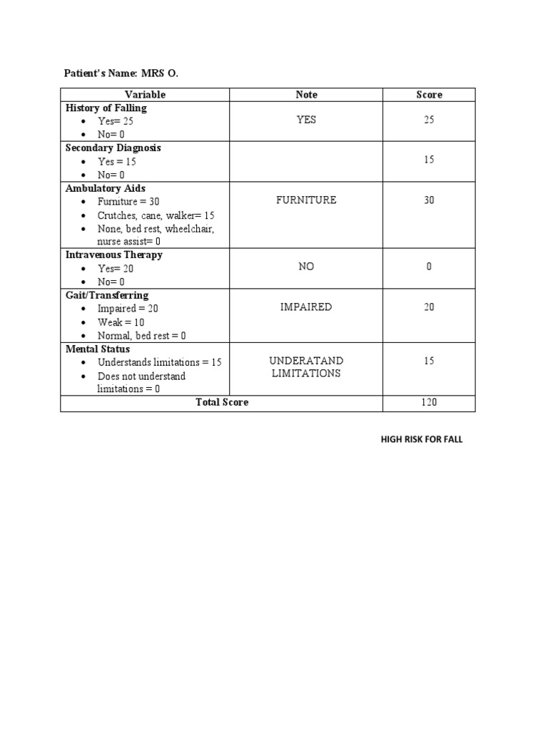 Morse Fall Scale | PDF