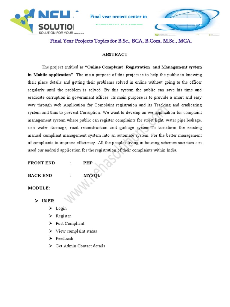 2 Online Complaint Registration and Management System in Mobile ...