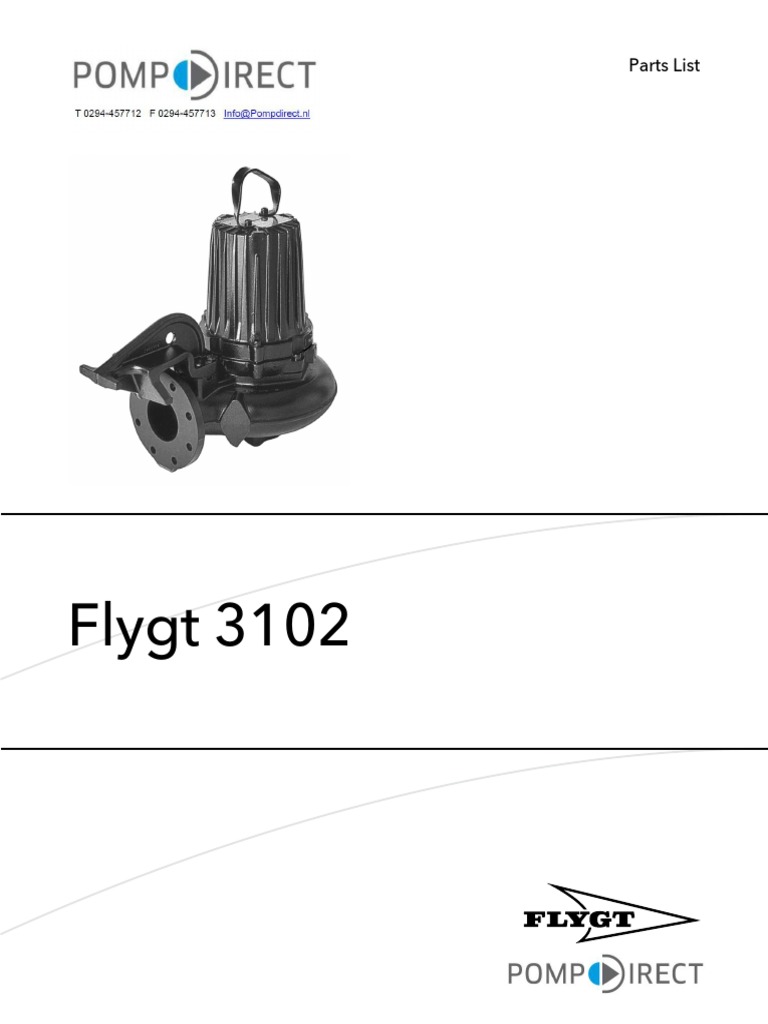 Flygt 3102: Parts List | PDF | Manufactured Goods | Electricity