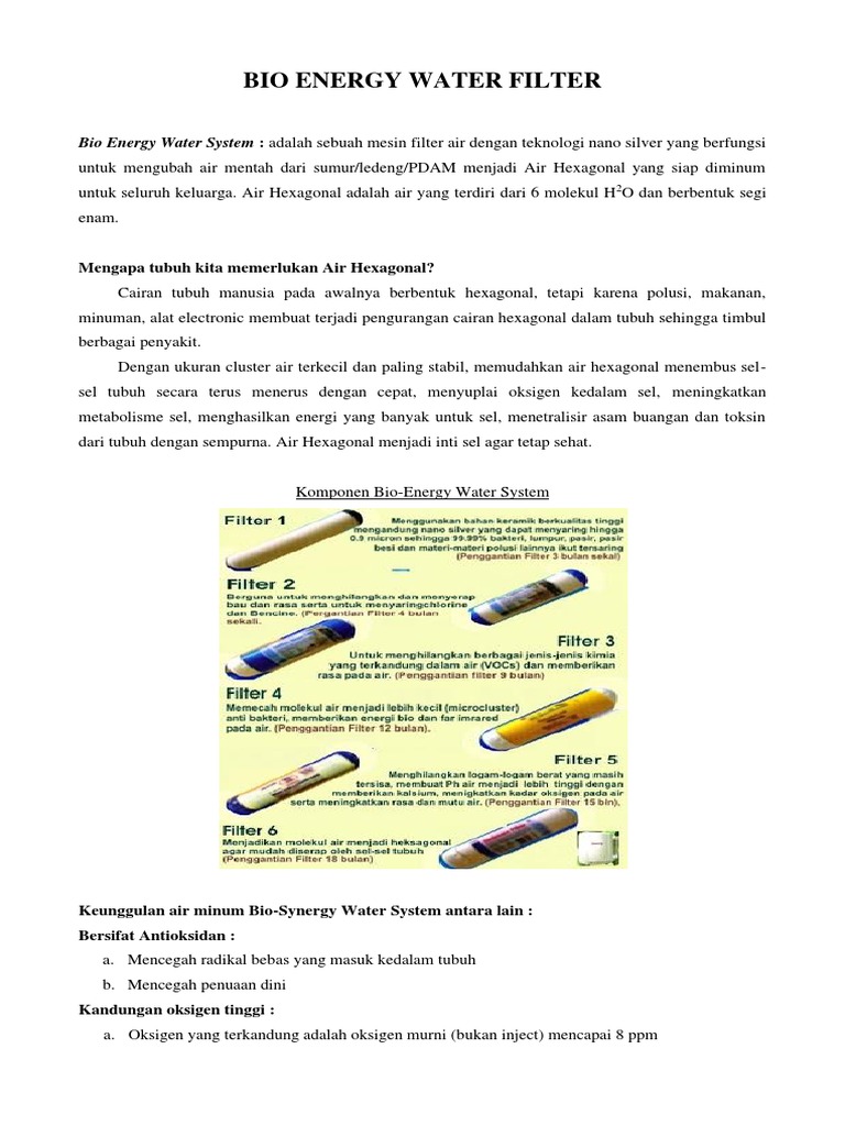 Bio Energy Water Filter | PDF | Kesehatan Holistik