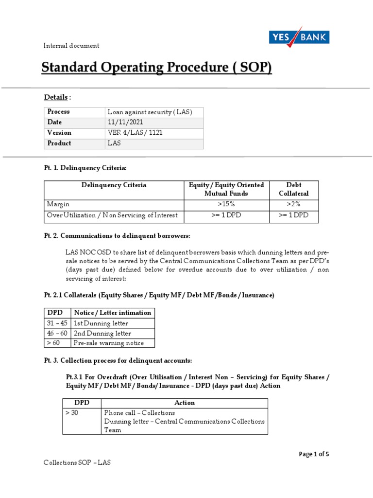 SOP - Loan Against Securities - Version 4 | PDF | Securities (Finance ...