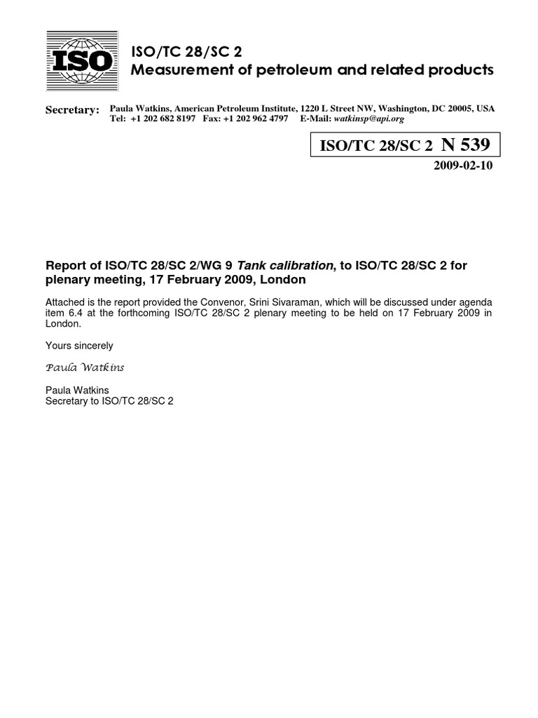 ISO/TC 28/SC 2 Measurement of Petroleum and Related Products | PDF ...