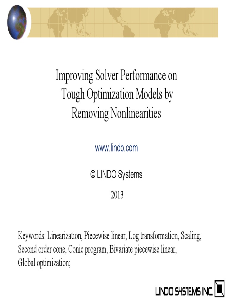 Lindo ModelSimplification | PDF | Mathematical Optimization | Linear ...