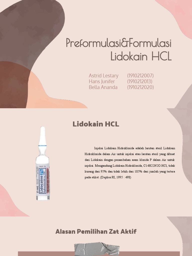 Formulasi dan Dosis Lidokain Injeksi | PDF